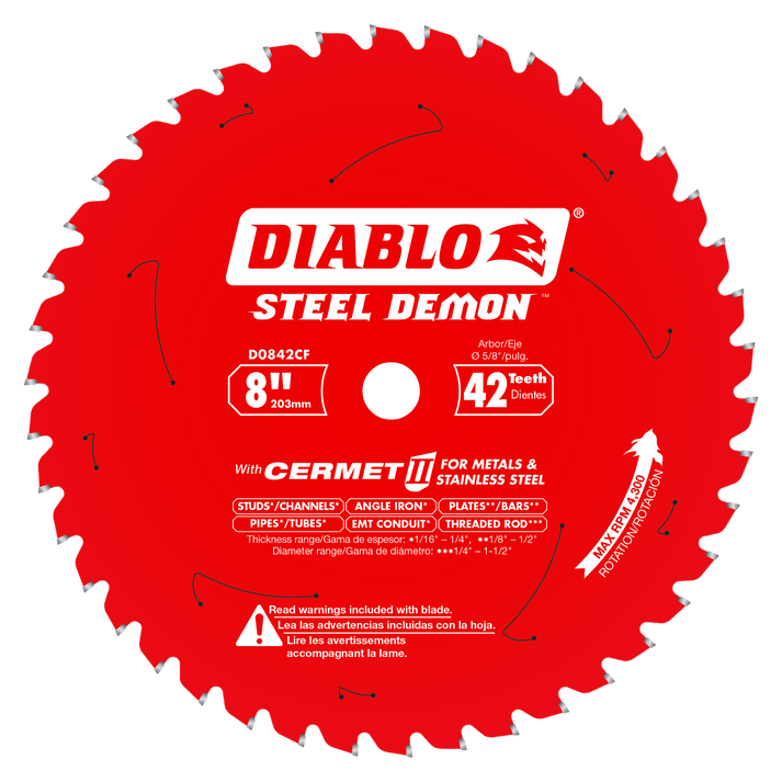D0842CF Freud | 8 In. X 42 Tooth Steel Demon Cermet Ii Saw Blade For ...